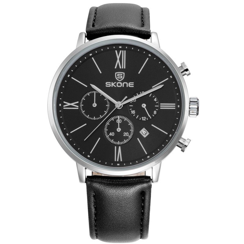 Skone Classic svart leðurúr - Lúxúr